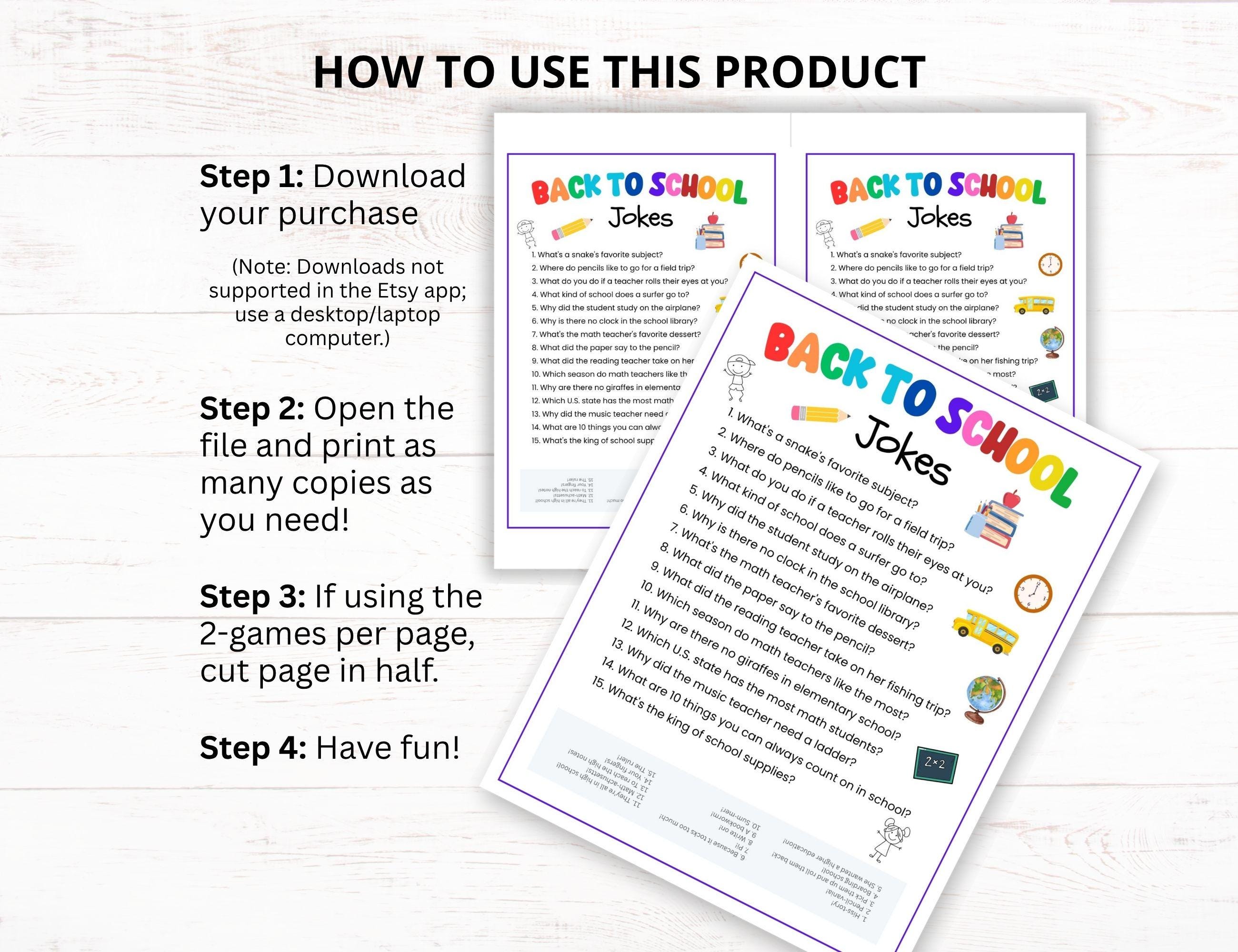 Back to School Jokes for Kids, First Day of School Activity, Classroom ...