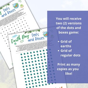 Printable Earth Day Dots and Boxes Party Game, Kids Colorful US Letter ...