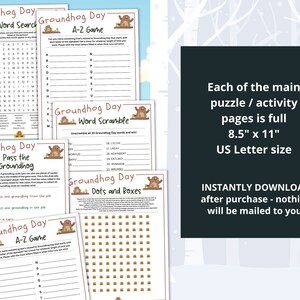 Bundle of 6 Groundhog Day Games, Groundhog Day Printable Games, Instant ...