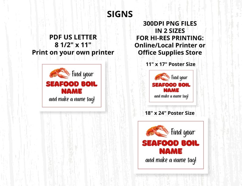 What's Your Seafood Boil Name Game + Name Tags + Sign, Cajun Boil Party ...