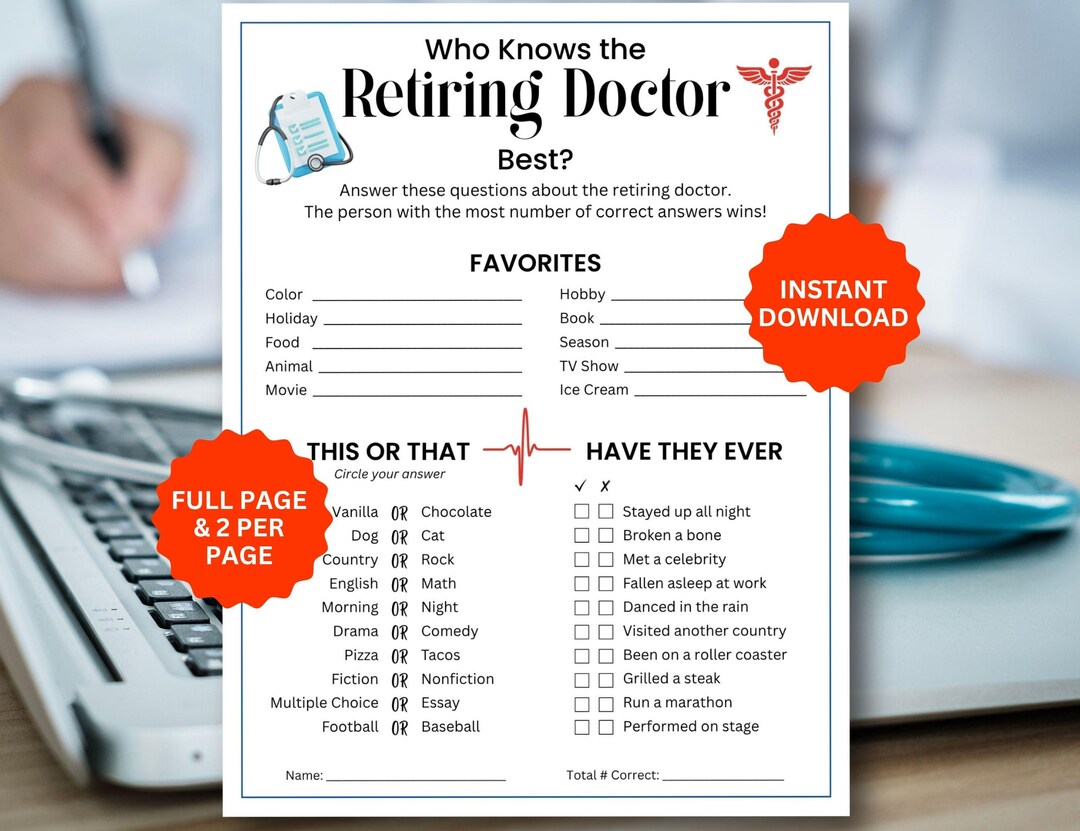 Who Knows the Retiring Doctor Best Game, Doctor Retirment Party ...