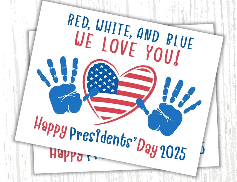 Presidents' Day Kids Handprint Craft Activity, Toddler Daycare ...