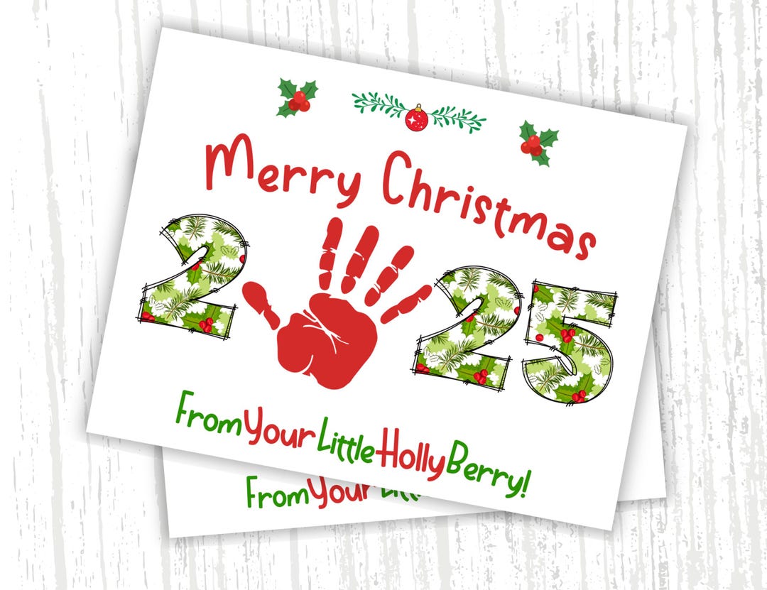 Christmas Kids Handprint Craft 2025, Holiday Holly Berry Art, Toddler ...