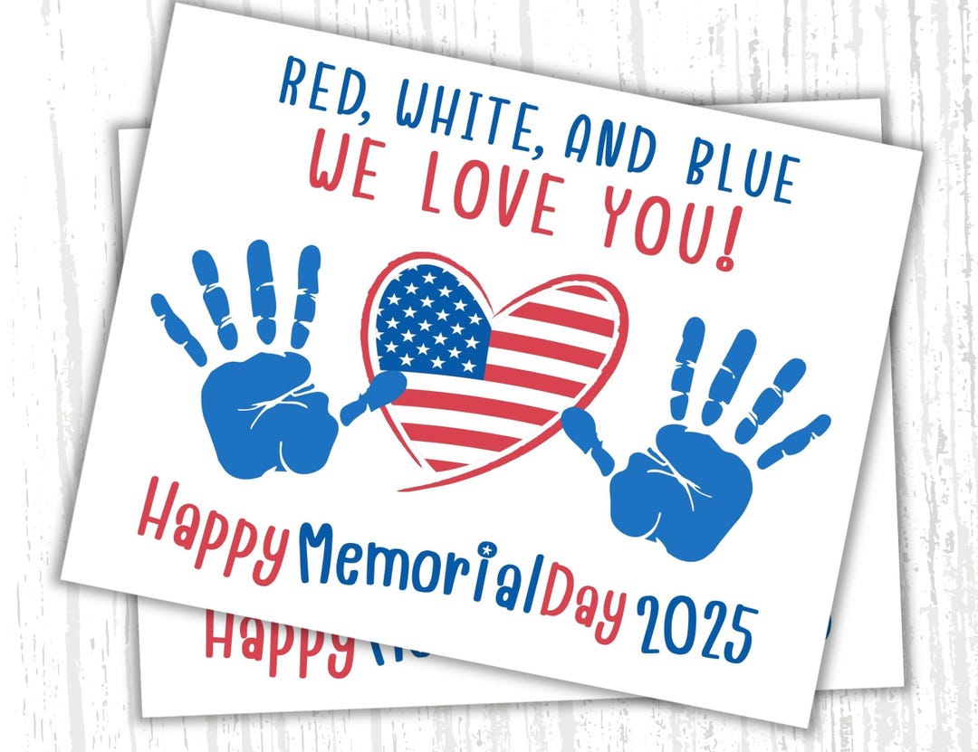 Memorial Day Kids Handprint Craft, Toddler Daycare Kindergarten ...