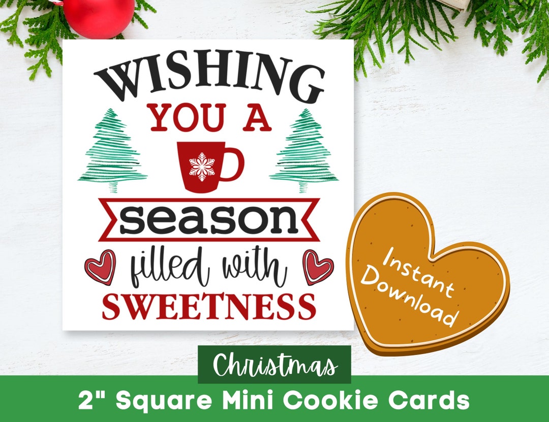 Mini Cookie Card, Seasons Wishes Sweet, Printable Christmas 2 Inch ...