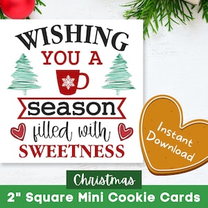 Mini Cookie Card, Seasons Wishes Sweet, Printable Christmas 2 Inch ...