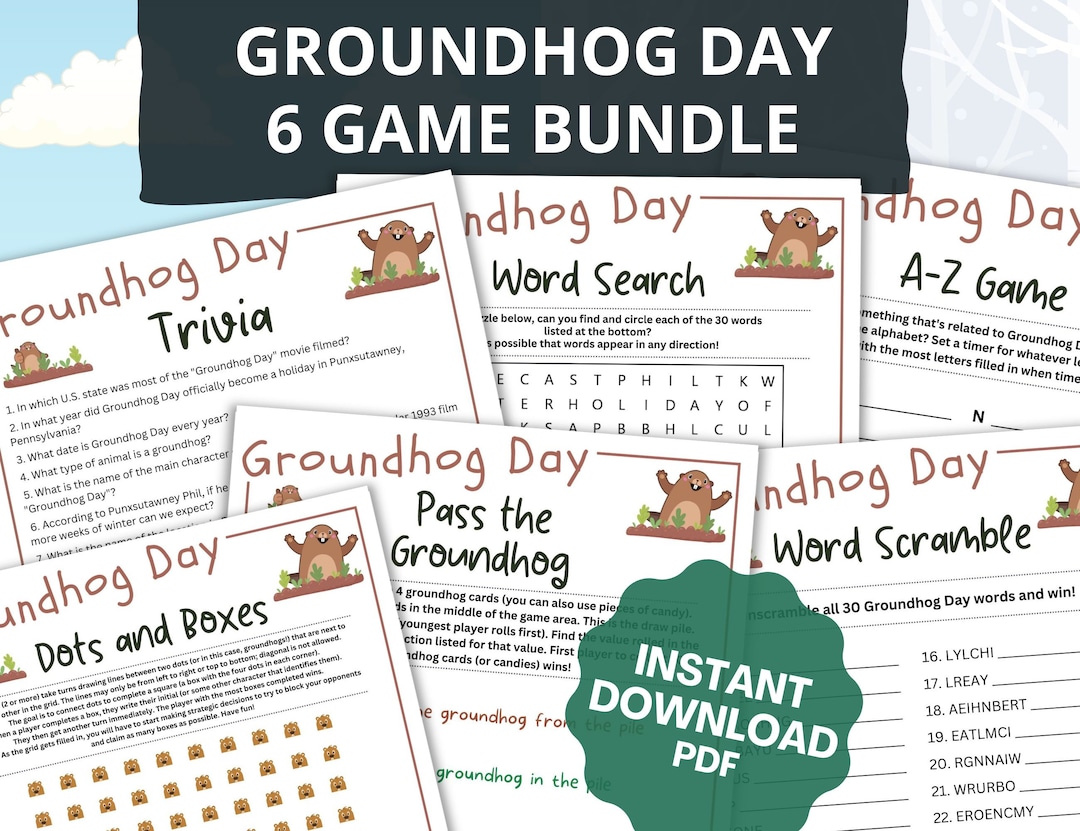 Bundle of 6 Groundhog Day Games, Groundhog Day Printable Games, Instant ...
