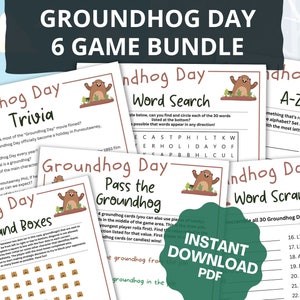 Bundle of 6 Groundhog Day Games, Groundhog Day Printable Games, Instant ...