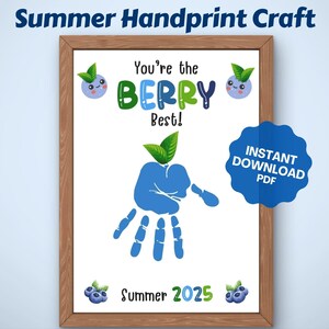 Blueberry Summer Handprint Craft for Kids, Toddler Daycare Kindergarten ...