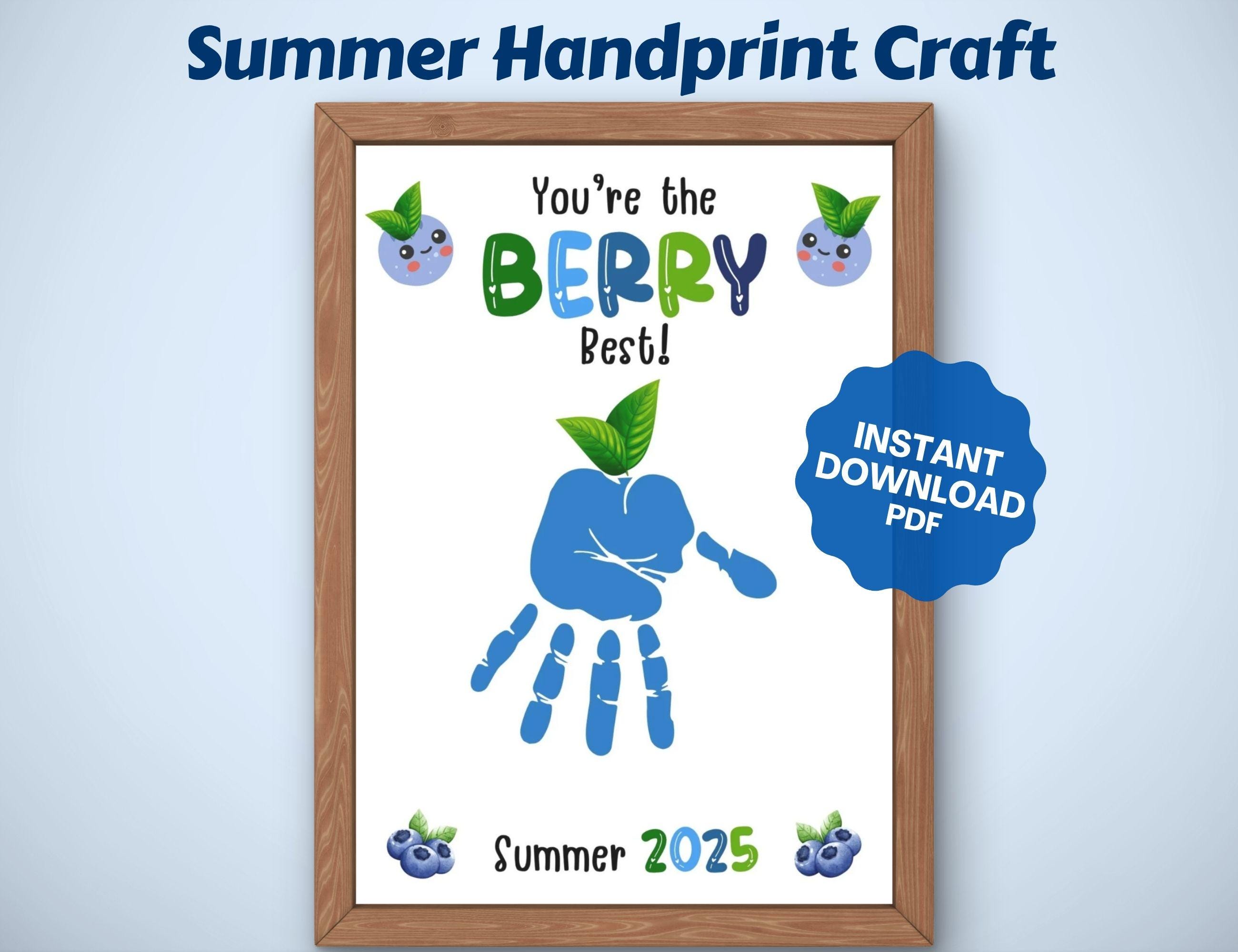 Blueberry Summer Handprint Craft for Kids, Toddler Daycare Kindergarten ...