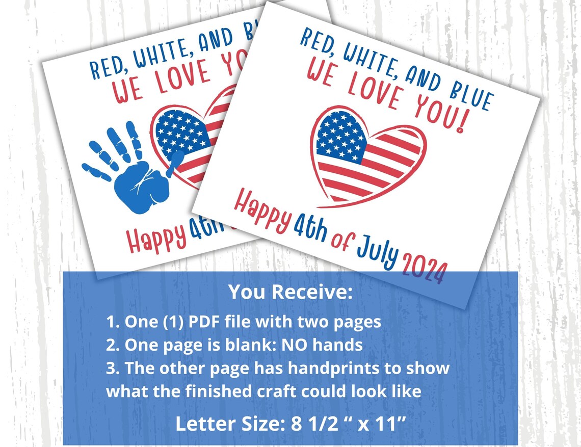 4th of July Kids Handprint Craft, Toddler Daycare Kindergarten ...