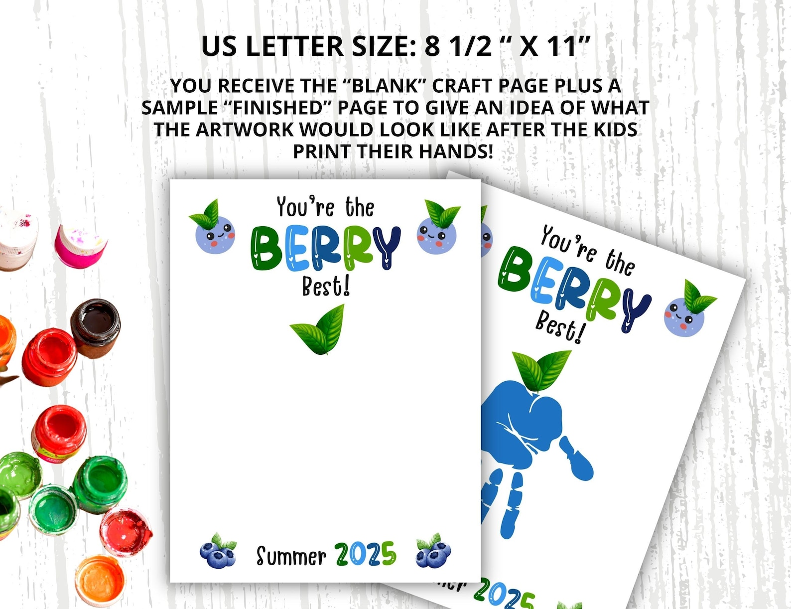 Blueberry Summer Handprint Craft for Kids, Toddler Daycare Kindergarten ...