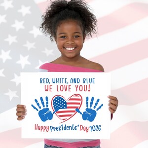 Presidents' Day Kids Handprint Craft Activity, Toddler Daycare ...