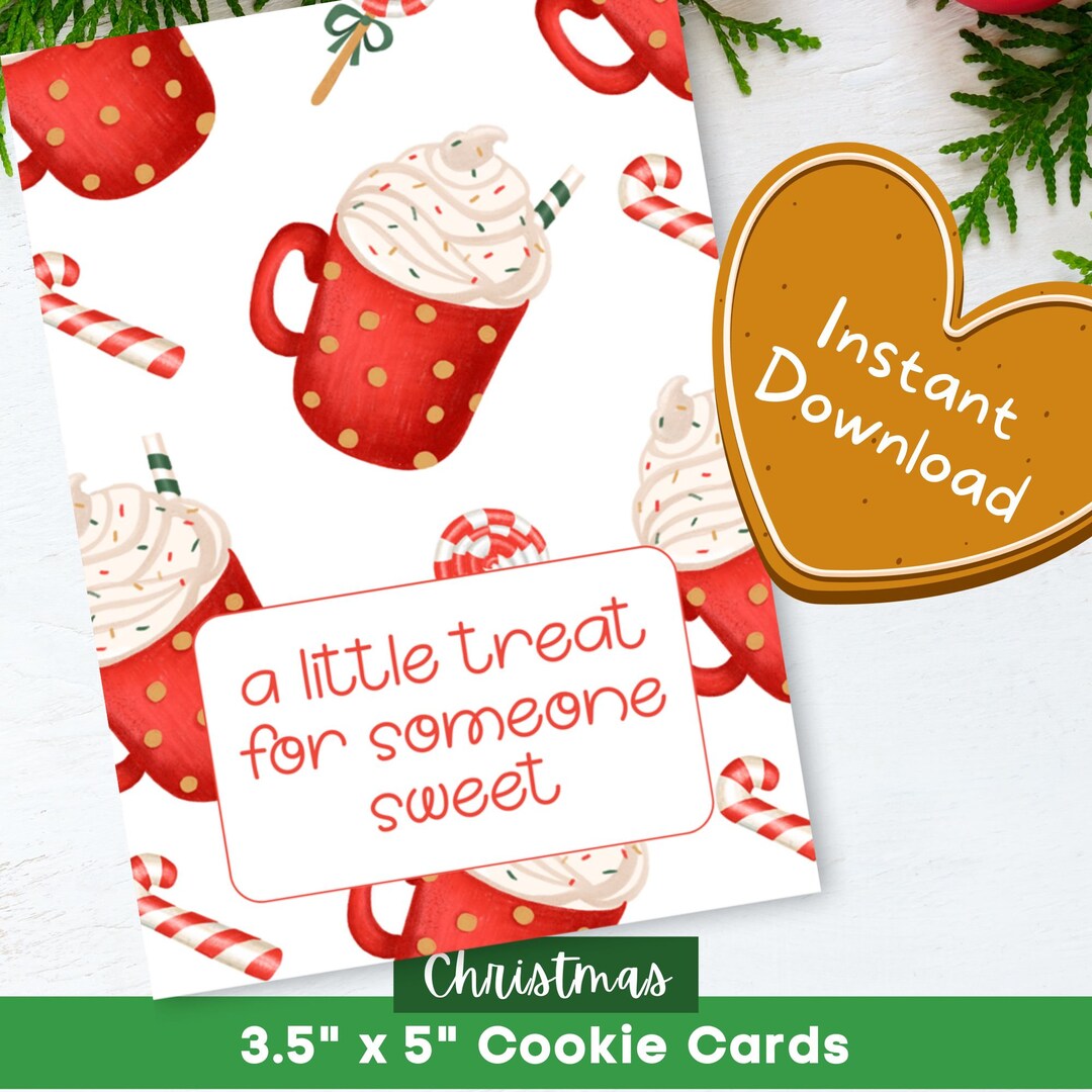 Printable Cookie Card 3.5 X 5 Inches, Instant Download Christmas ...