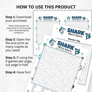 Shark Word Search Puzzle, Shark Week Activity, Fun Shark Fest Idea ...