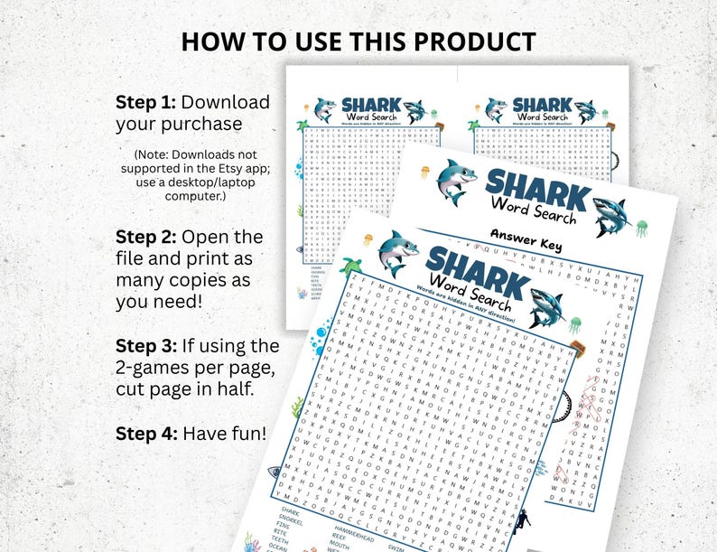 Shark Word Search Puzzle, Shark Week Activity, Fun Shark Fest Idea ...