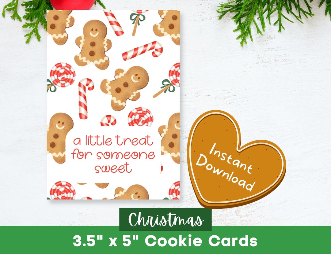 Printable Cookie Card 3.5 X 5 Inches, Instant Download Christmas ...