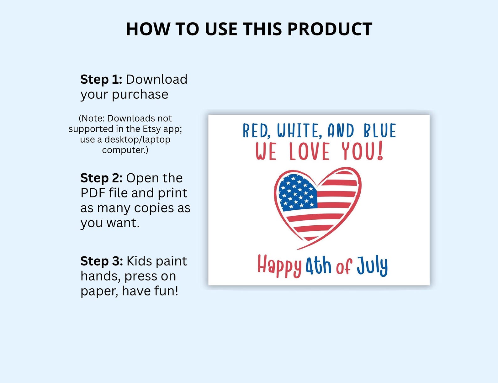 4th of July Kids Handprint Craft, Toddler Daycare Kindergarten ...