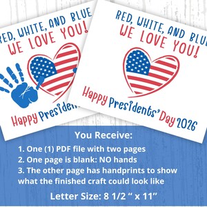 Presidents' Day Kids Handprint Craft Activity, Toddler Daycare ...