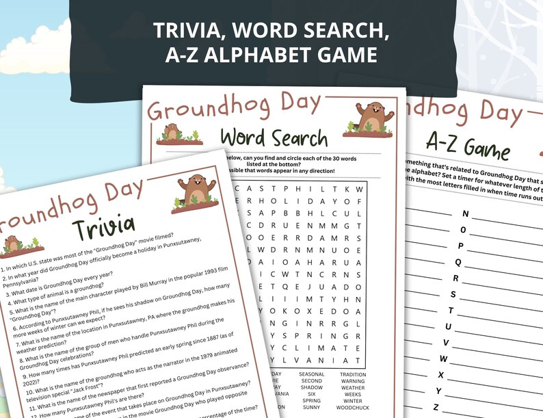 Bundle of 6 Groundhog Day Games, Groundhog Day Printable Games, Instant ...