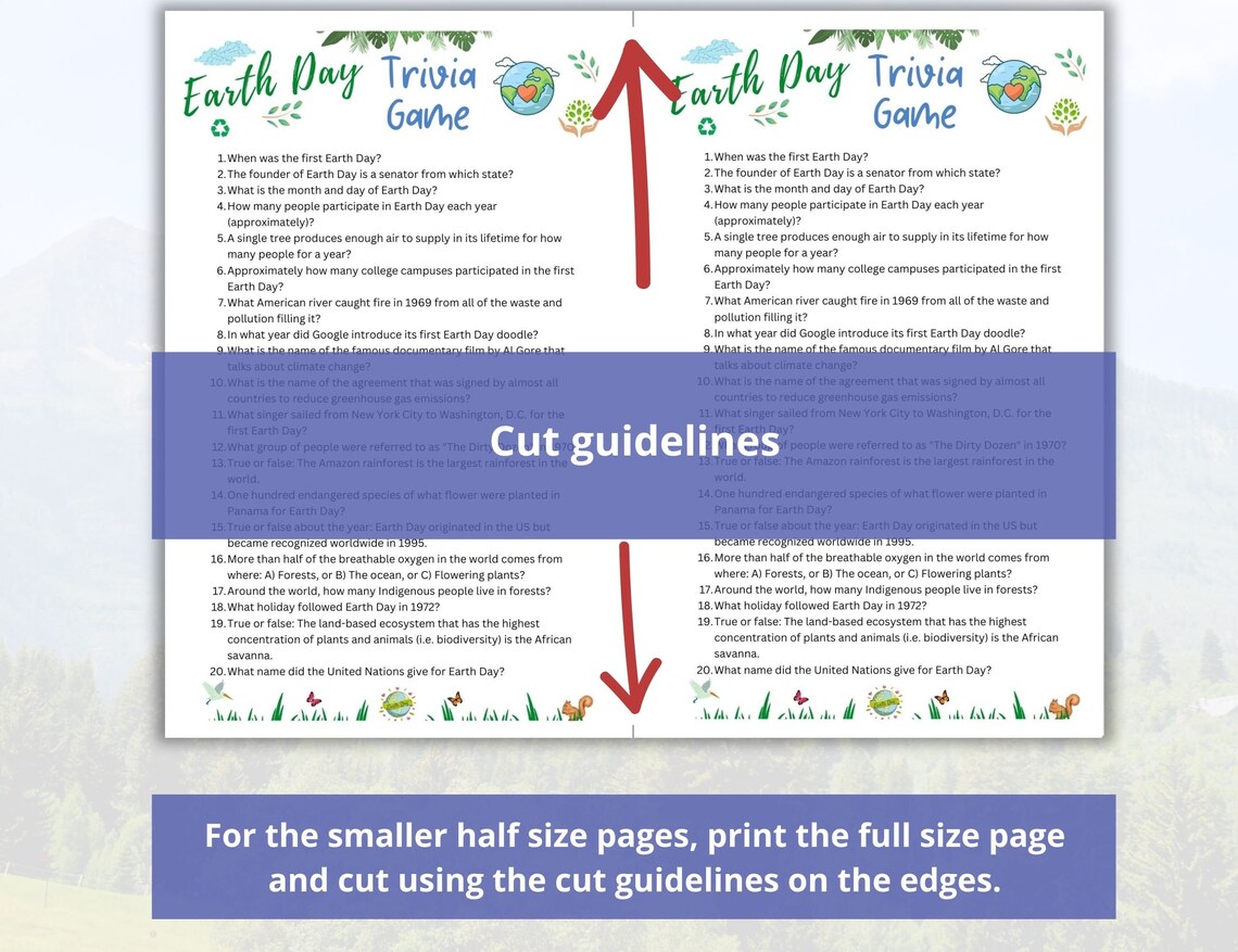 Printable Earth Day Trivia Game, Kids Colorful Questions Answers US ...