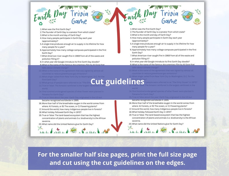 Printable Earth Day Trivia Game, Kids Colorful Questions Answers US ...