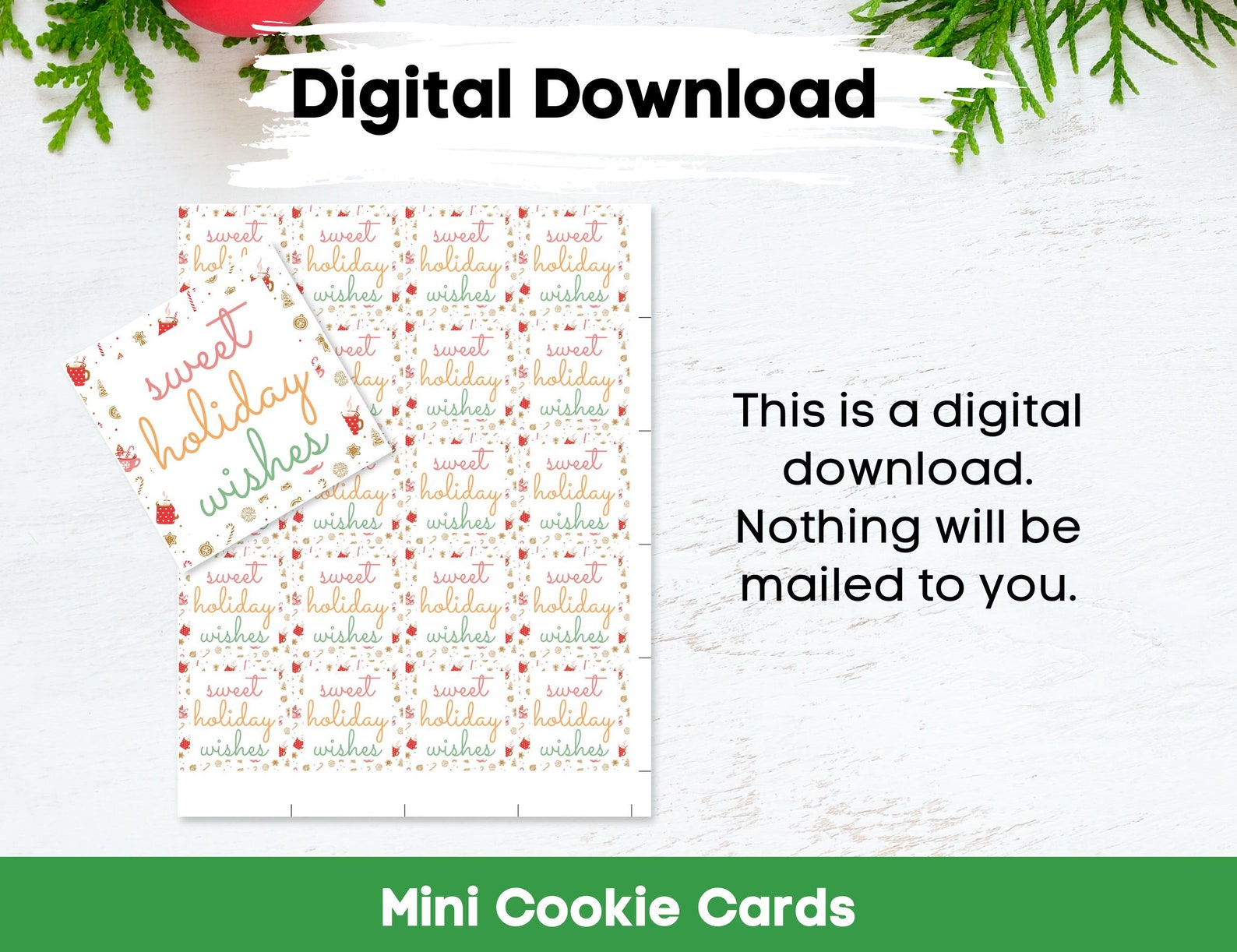 Printable Mini Cookie Card, Christmas 2 Inch Square, Sweet Holiday ...