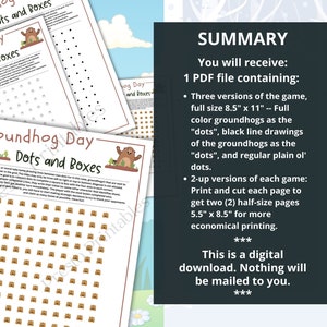 Printable Groundhog Day Dots and Boxes Game, Classroom Homeschool ...