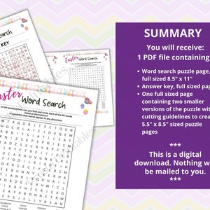 Kids Printable Easter Word Search Game, Simple Fun Pastel US Letter ...