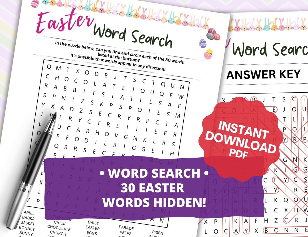 Kids Printable Easter Word Search Game, Simple Fun Pastel US Letter ...