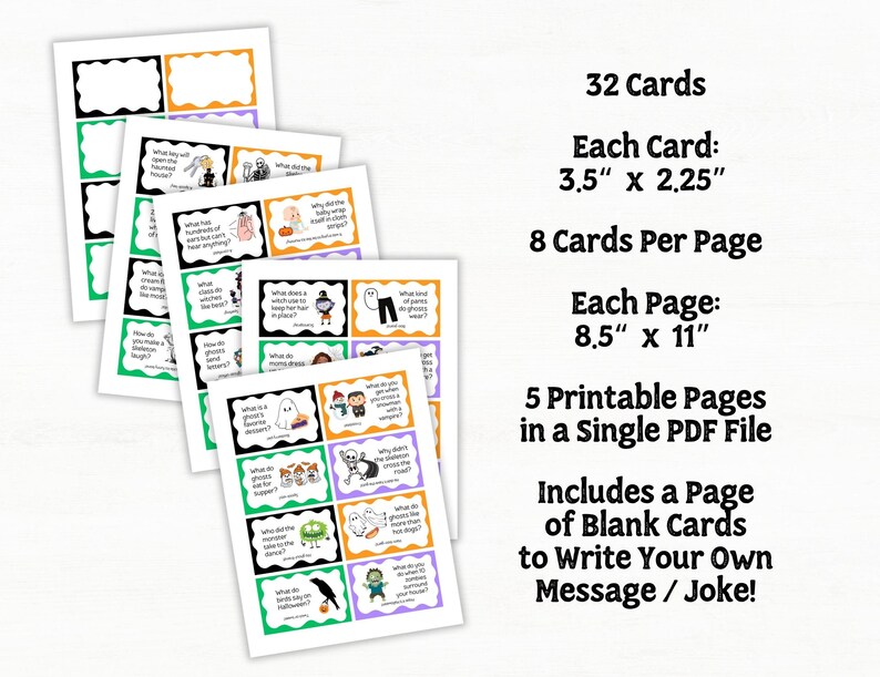 Kids Halloween Joke Cards, Funny Lunch Box Notes, Lunchbox Funnies ...