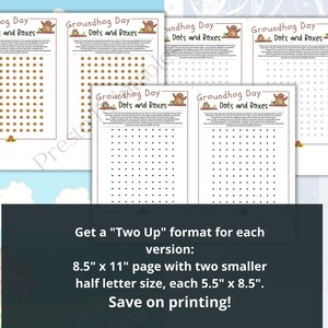 Printable Groundhog Day Dots and Boxes Game, Classroom Homeschool ...