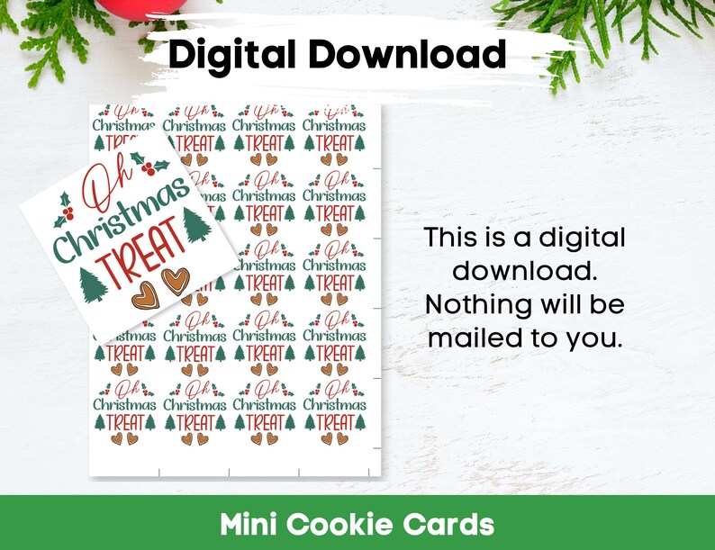 Printable Mini Cookie Card, Oh Christmas Treat, Christmas 2 Inch Square ...