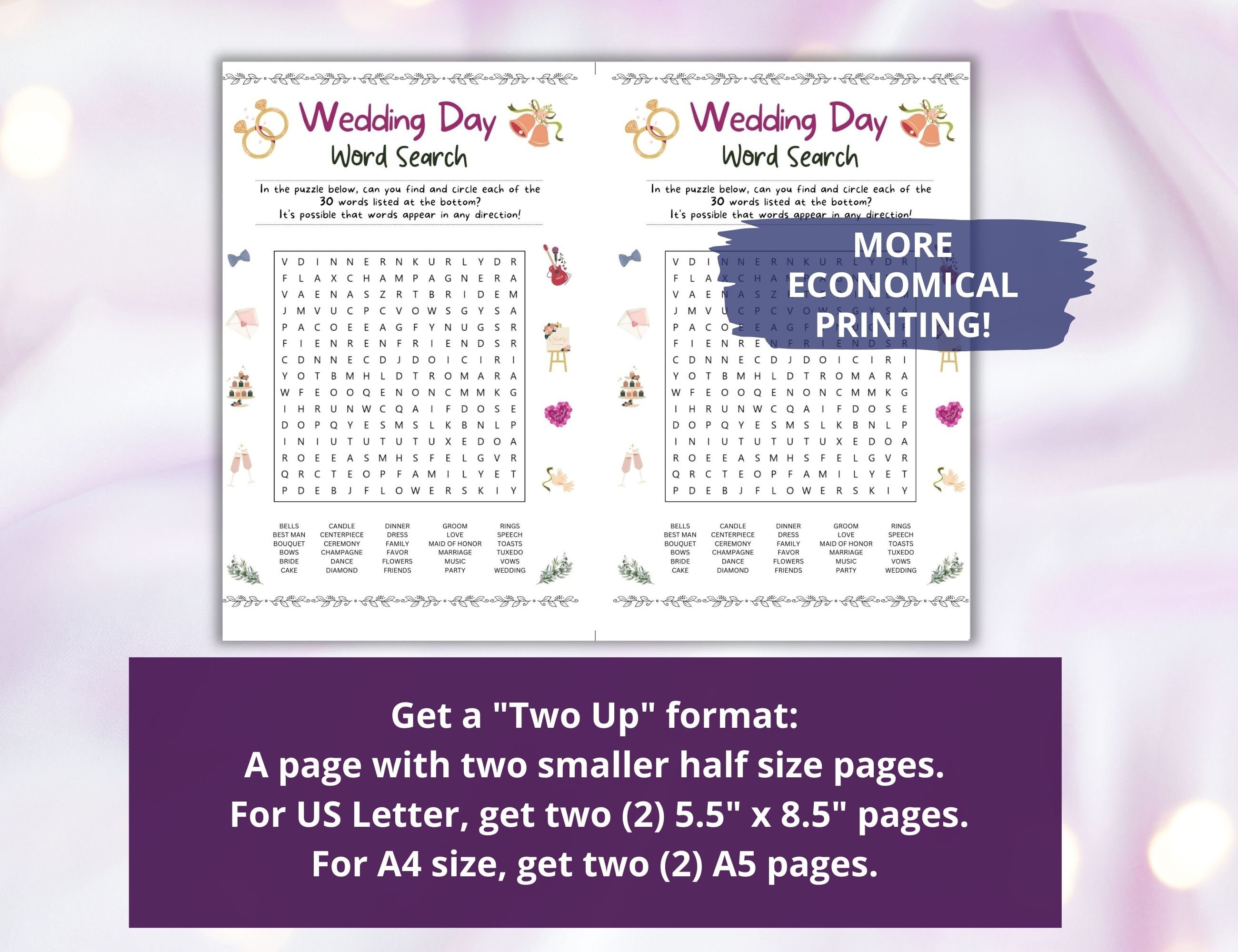 Kids Printable Find Word Search Wedding Day Game, Simple Fun US Letter ...