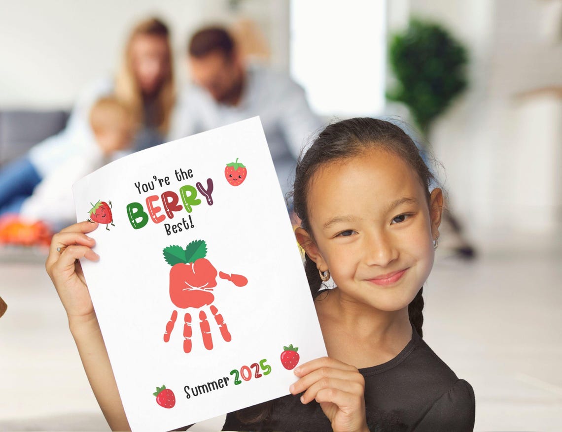 Strawberry Summer Handprint Craft for Kids, Toddler Daycare ...