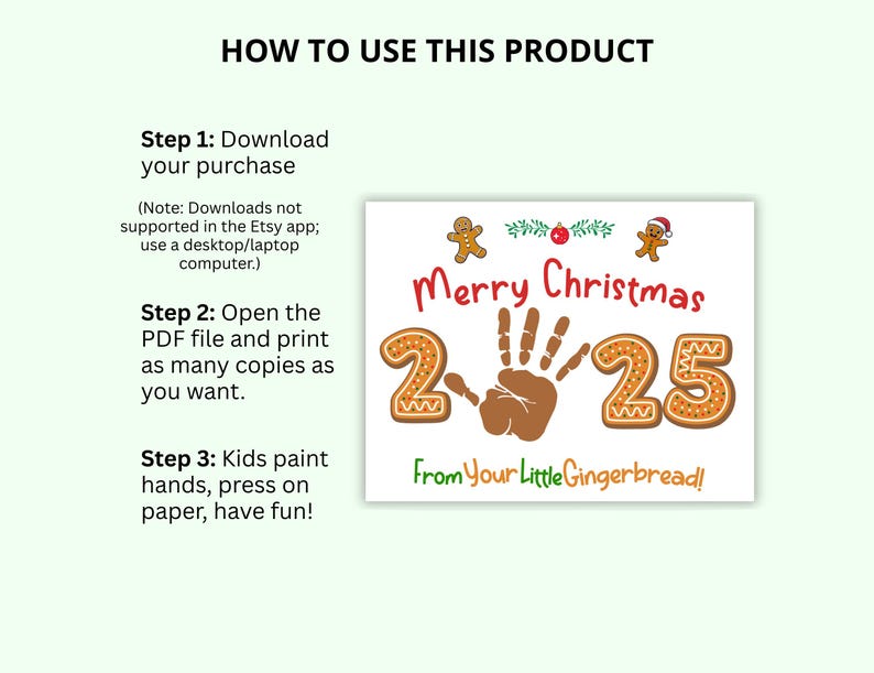 Christmas Kids Handprint Craft 2025, Holiday Gingerbread Art, Toddler ...