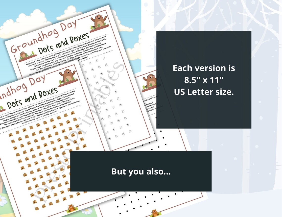 Printable Groundhog Day Dots and Boxes Game, Classroom Homeschool ...