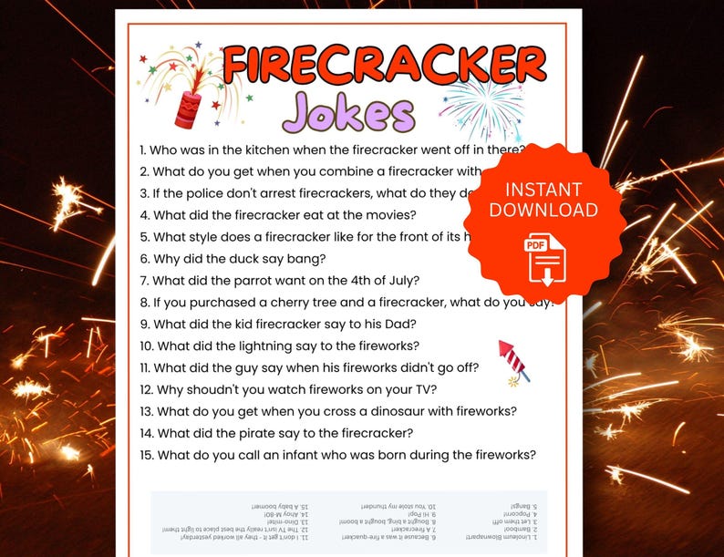Firecracker Jokes for Kids, Fireworks Jokes, Adults Pun Activity ...