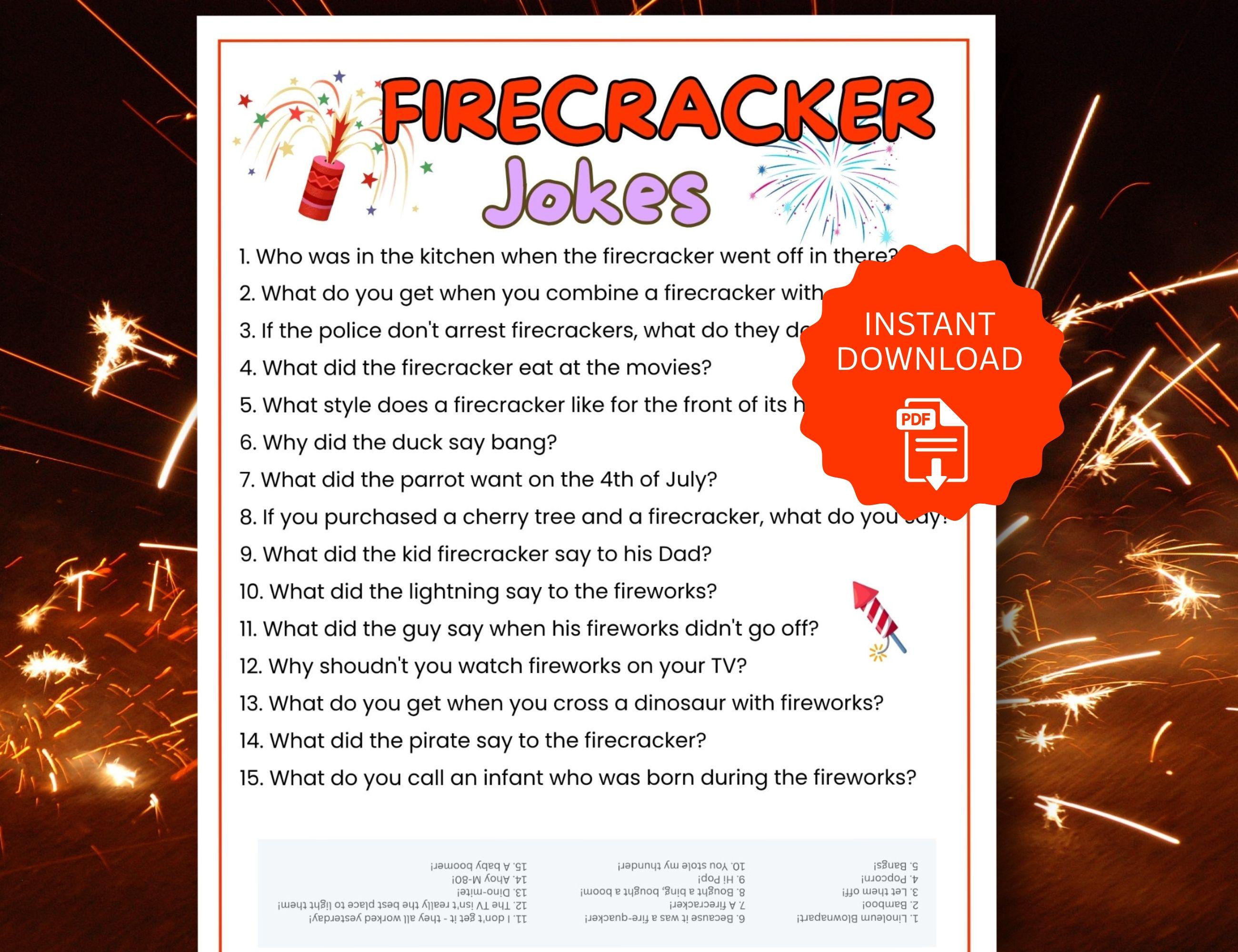 Firecracker Jokes for Kids, 4th of July Fireworks Riddles, Family ...
