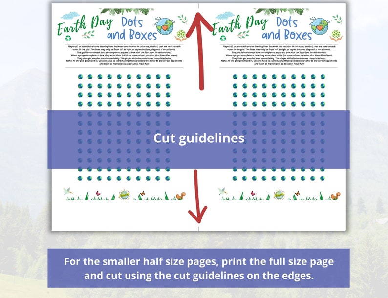 Printable Earth Day Dots and Boxes Party Game, Kids Colorful US Letter ...