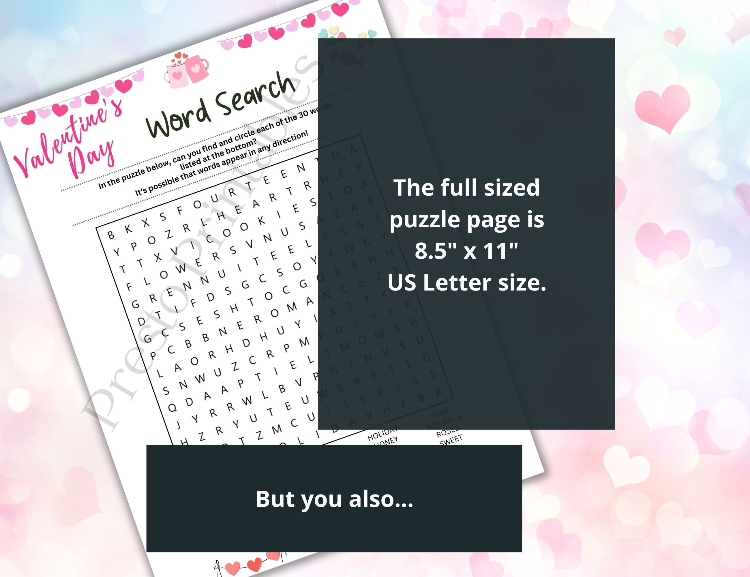 Printable Valentine's Day Word Search Game, Classroom Homeschool ...