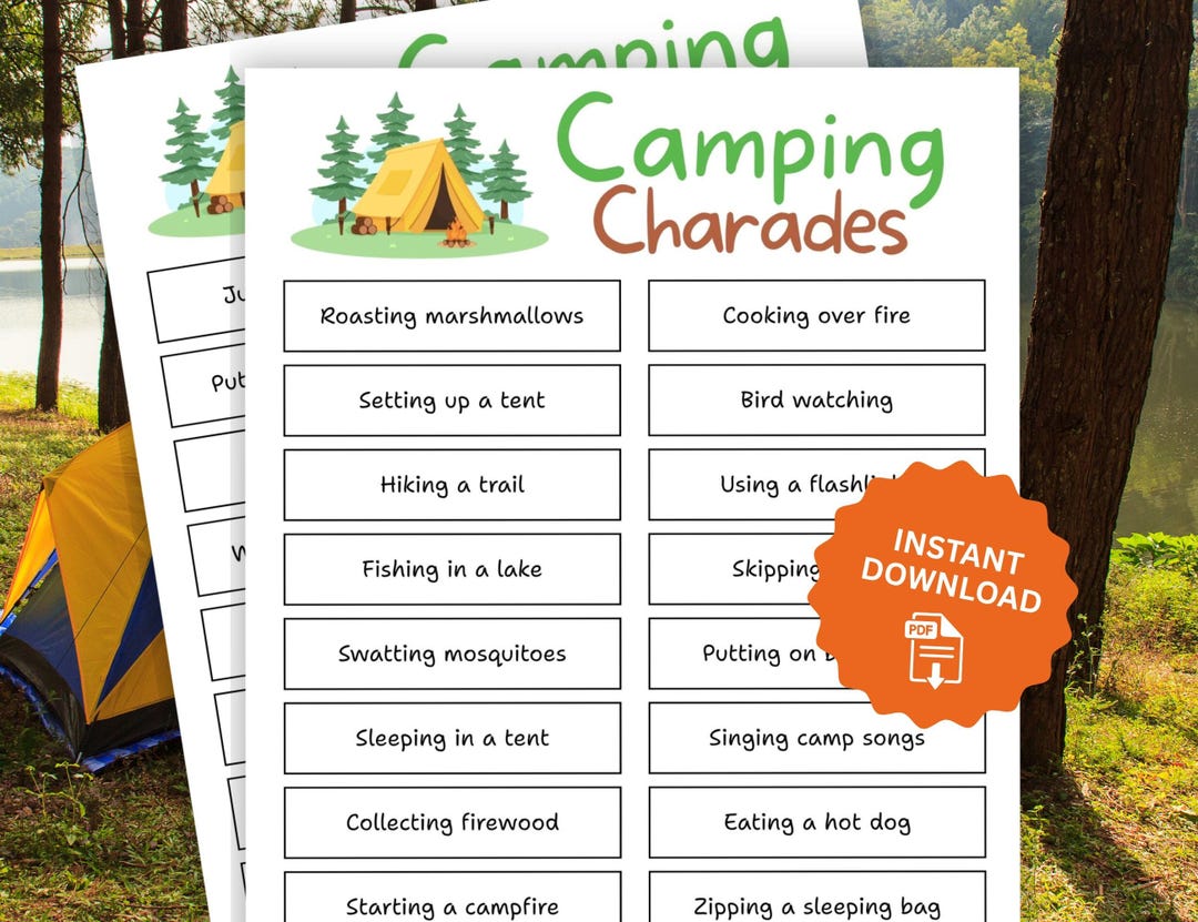 Camping Charades, Campground Activity for Kids Adult, Family Campsite ...