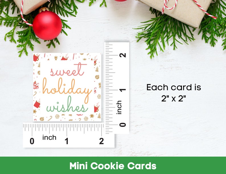Printable Mini Cookie Card, Christmas 2 Inch Square, Sweet Holiday ...