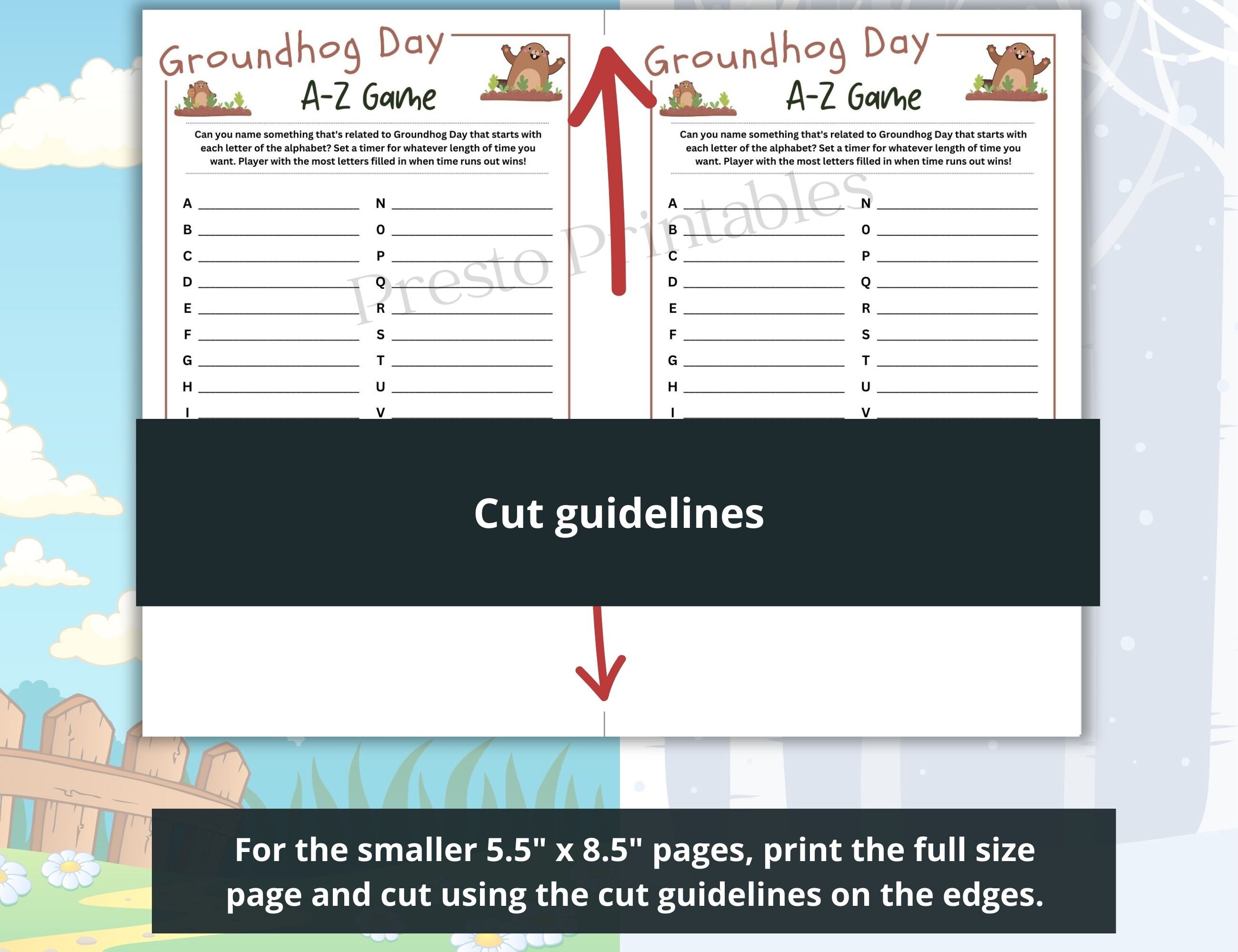 Printable Groundhog Day A to Z Alphabet Game, Classroom Homeschool ...