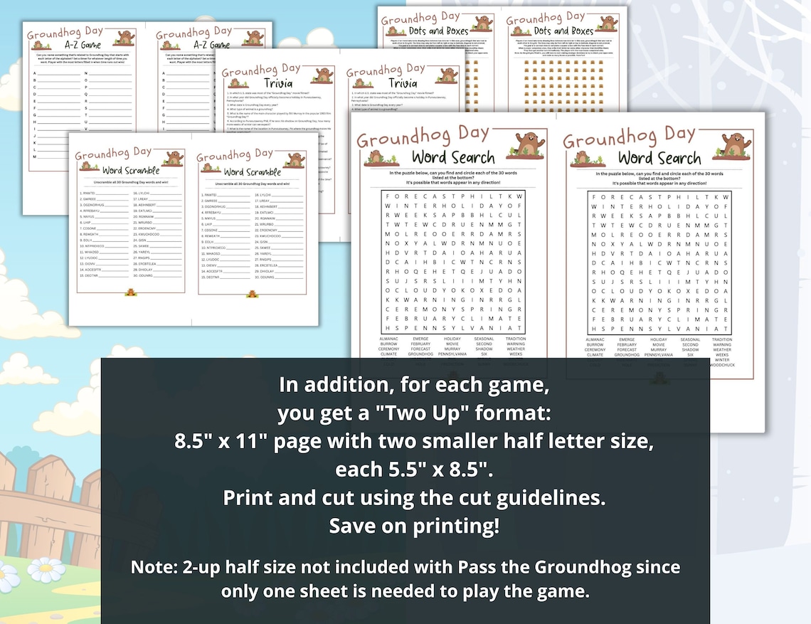 Bundle of 6 Groundhog Day Games, Groundhog Day Printable Games, Instant ...