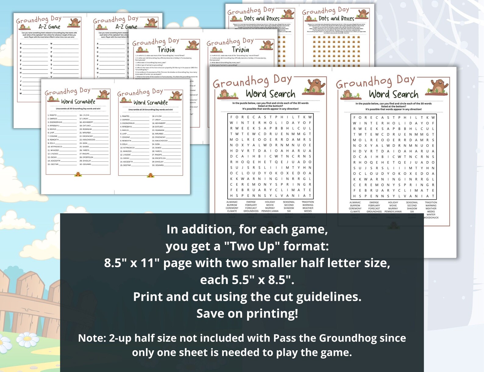 Bundle of 6 Groundhog Day Games, Groundhog Day Printable Games, Instant ...