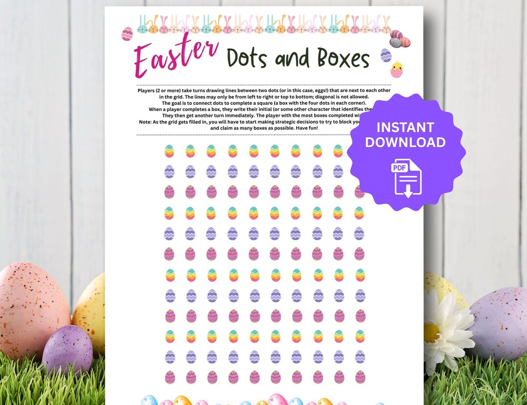 Easter Dots Boxes Game, Printable Easter Sunday Activity for Kids ...