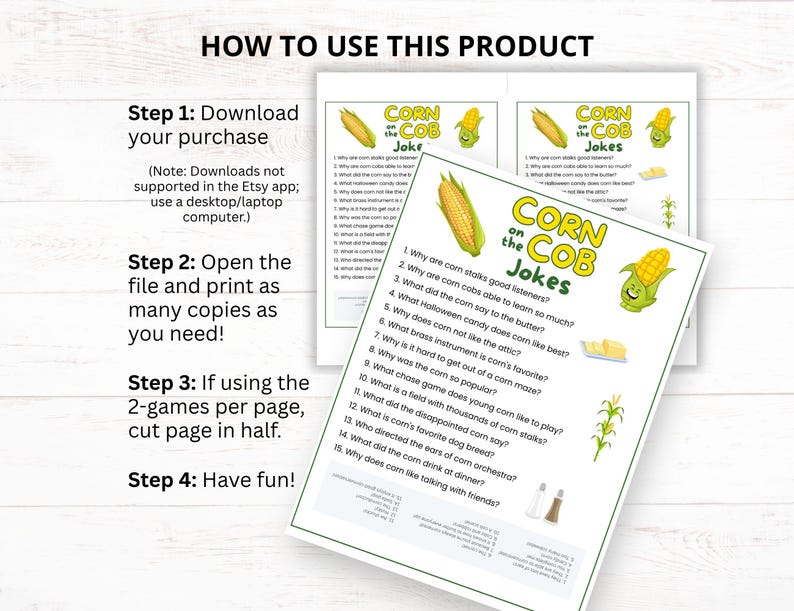 Corn on the Cob Jokes for Kids, Adults Pun Activity Game, Family Grill ...