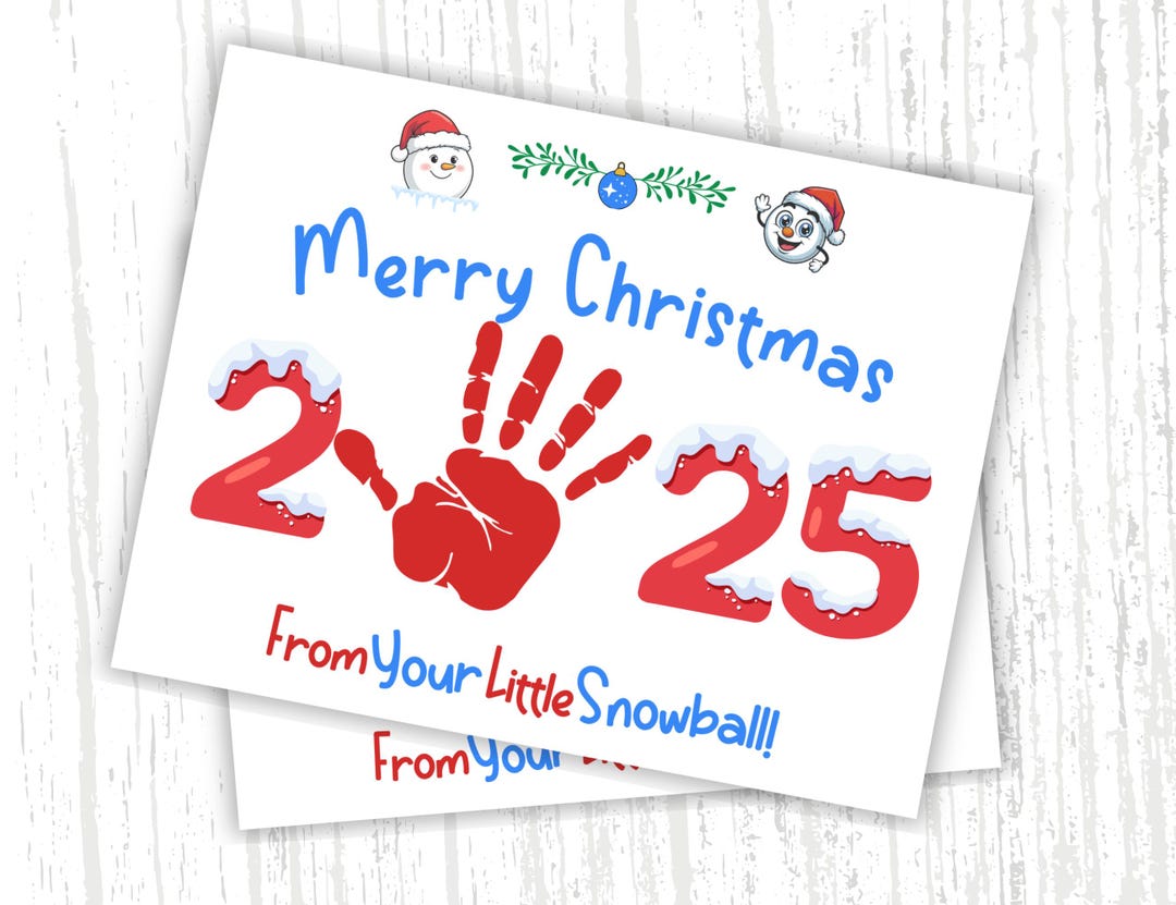 Christmas Kids Handprint Craft 2025, Holiday Snowball Art, Toddler ...