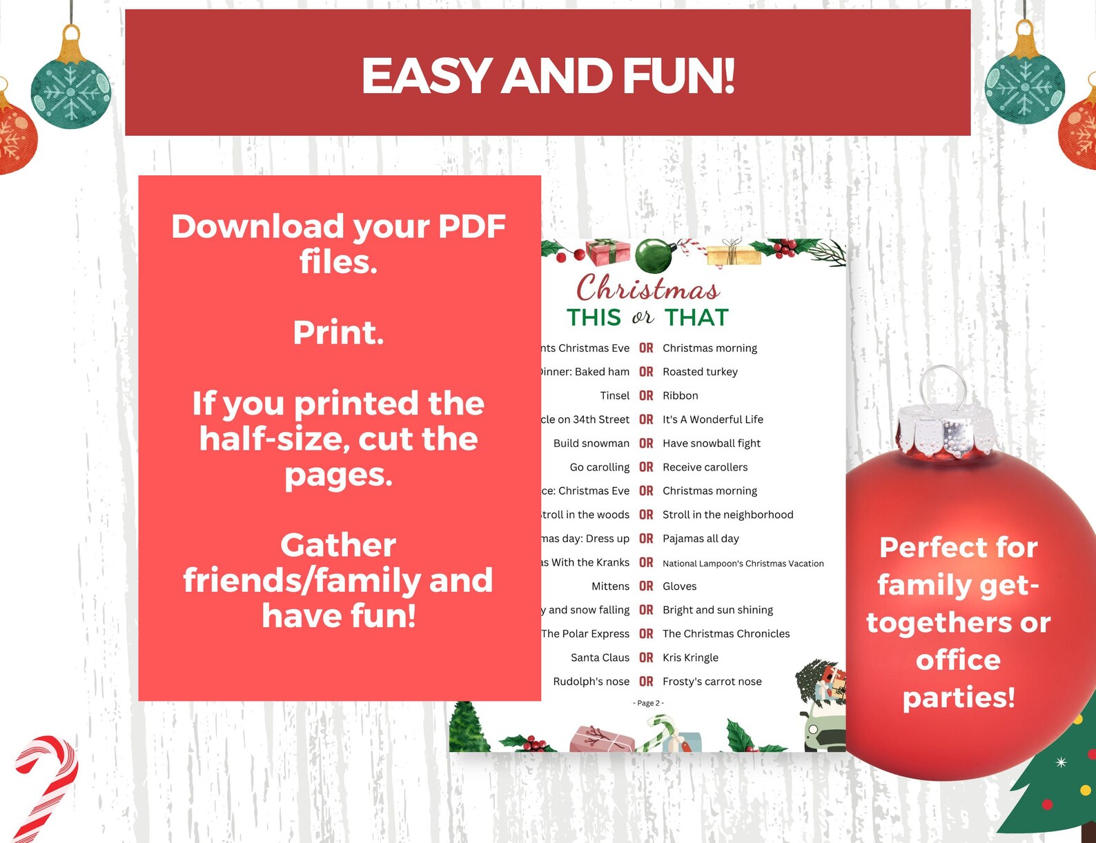 Christmas This or That, Holiday Would You Rather Game, Kids Adults ...